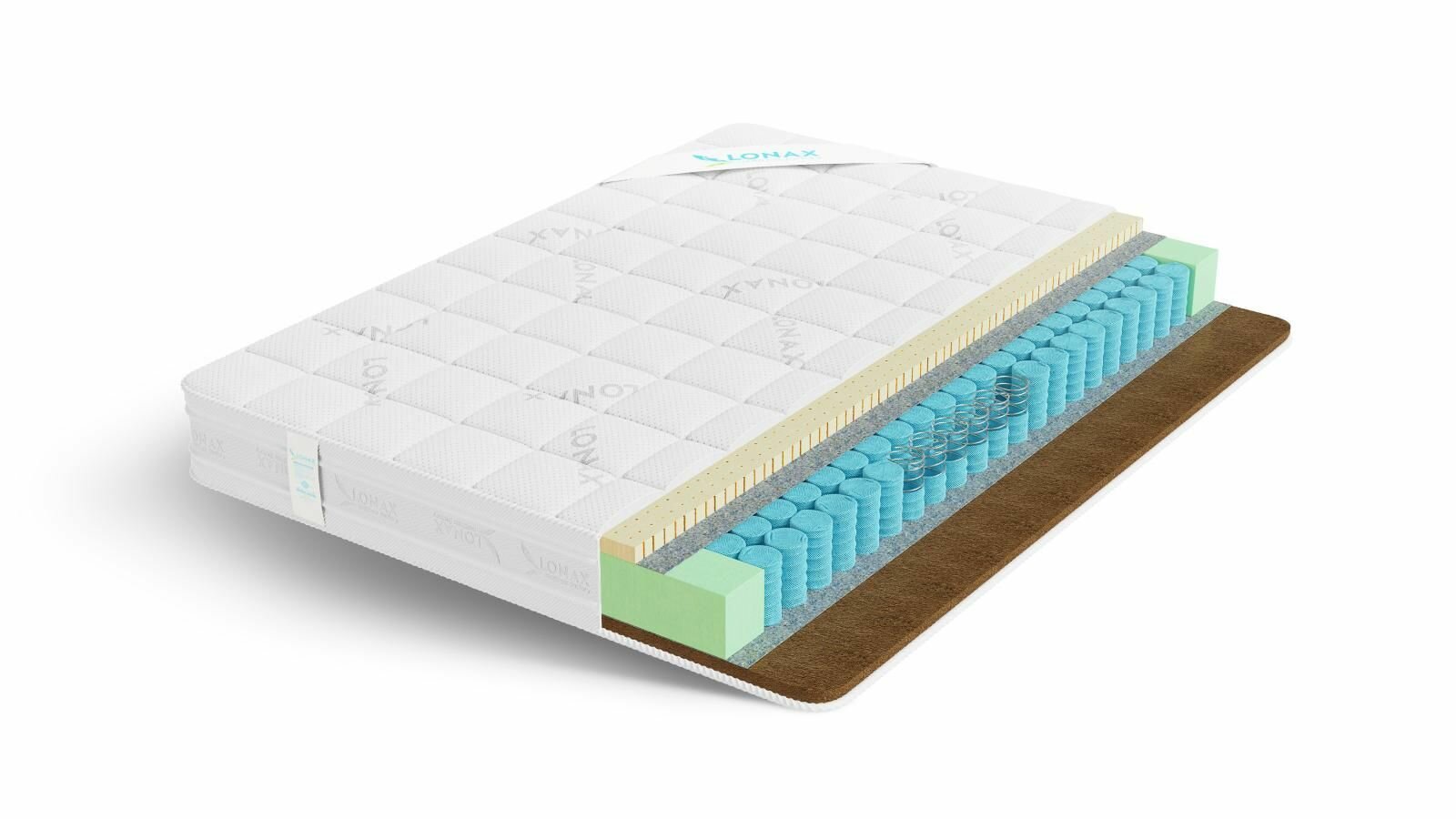 Матрас LONAX LATEX COCOS TFK (256 П/М2) 180 см 180/200 см Размеры: Высота 210мм Глубина 2000мм Ширина 1800мм