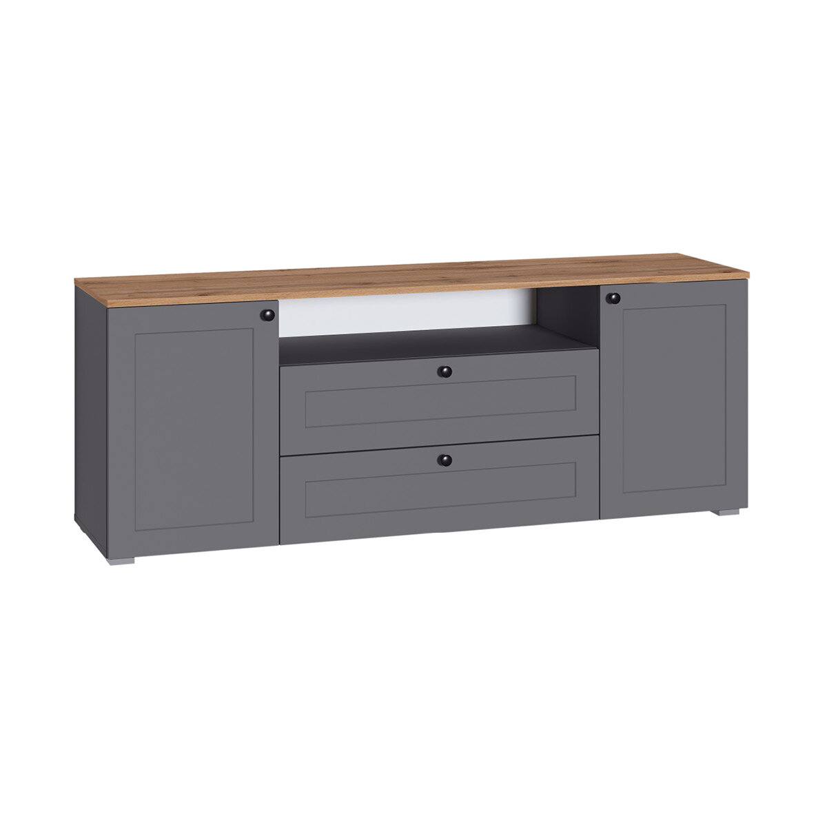 Тумба под ТВ Mobi Остин 16.47 Серый Графит 0162 РЕ/Дуб Золотой CRAFT/Графит ZB 856-2 ПВХ