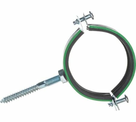 Хомут трубный с рез. профилем (74-80мм) 2 1/2' M10 оцинкованный | код ХТР (74-80мм) 2 1/2 M10 | КМП (60шт. в упак.)