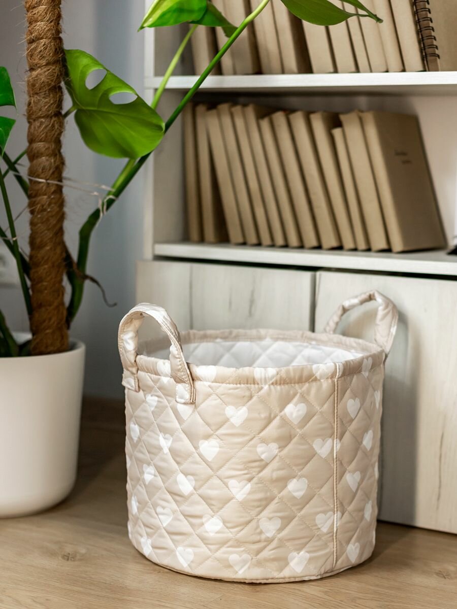 Корзина для хранения органайзер для вещей белья игрушек тканевая Hearts 30x25