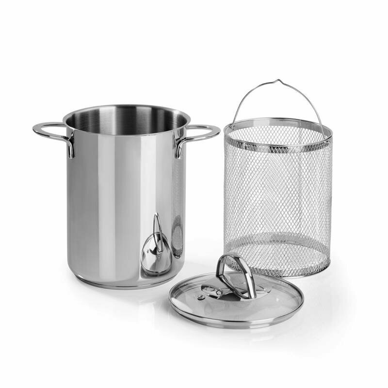 Barazzoni Кастрюля из нержавеющей стали с стеклянной крышкой и вставкой для приготовления спаржи и пасты 4.2л 16 см (487051016)