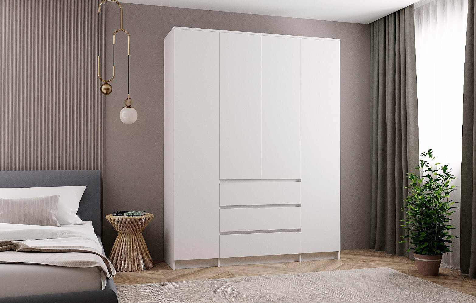 Шкаф для одежды ДСВ Мебель Мори, распашной, ЛДСП, 160x50x210см, белый