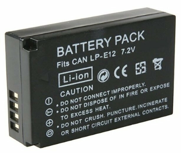 Аккумулятор для видеокамеры Canon LP-E12, 7.4V, 1500mAh, код mb080579