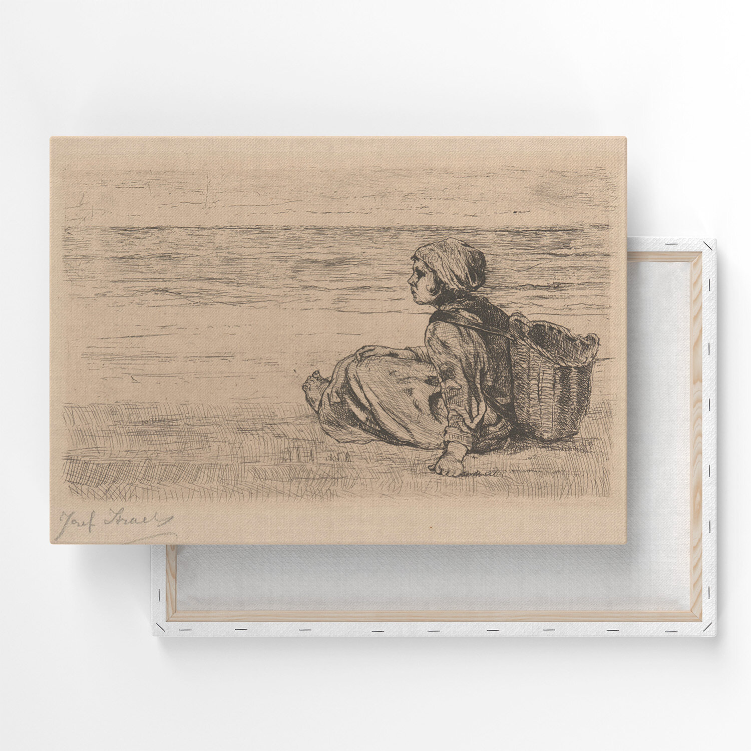 Картина на холсте, репродукция / Йосеф Исраэлс - Girl with Basket / Размер 60 x 80 см