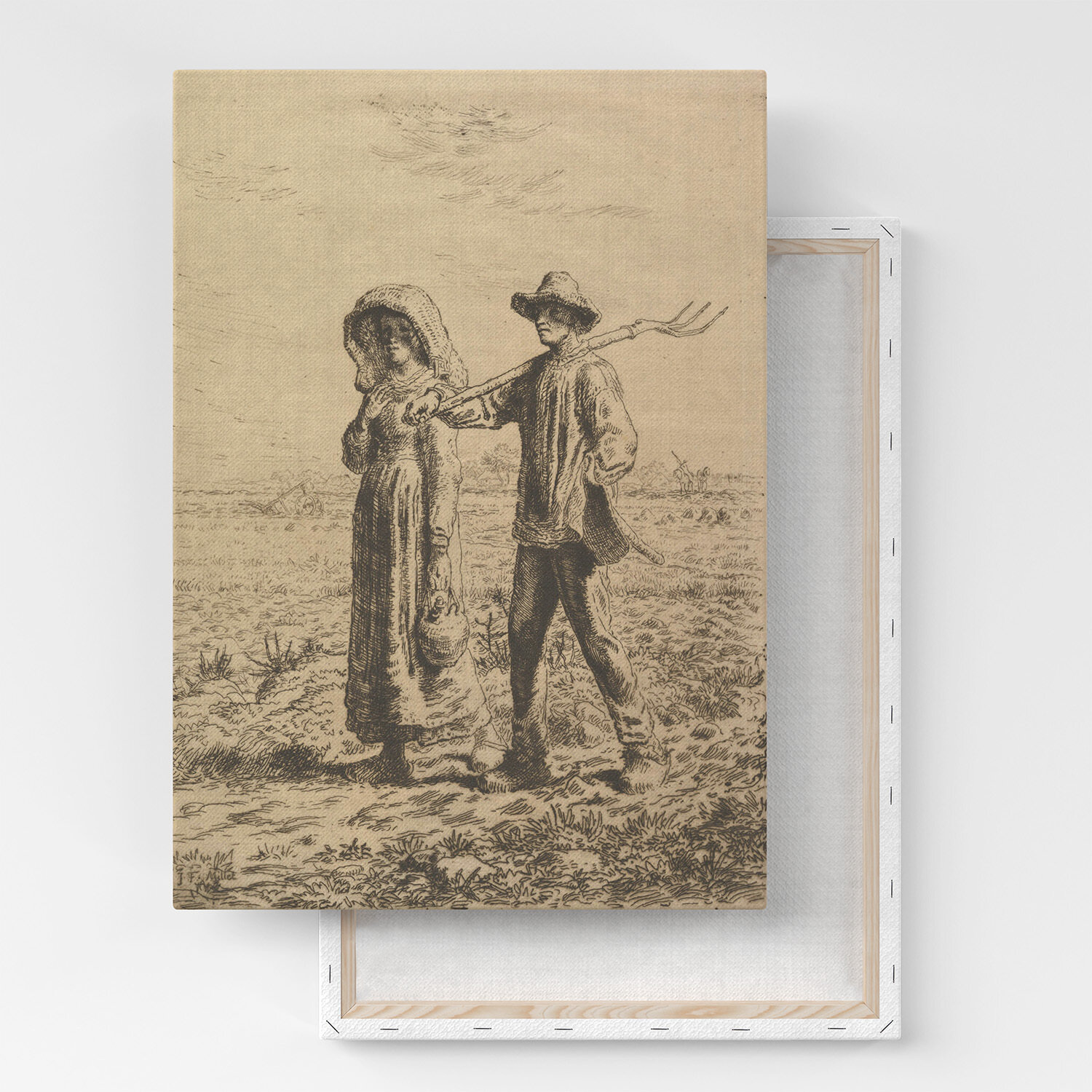 Картина на холсте, репродукция / Жан-Франсуа Милле - Peasants Going to Work / Размер 60 x 80 см