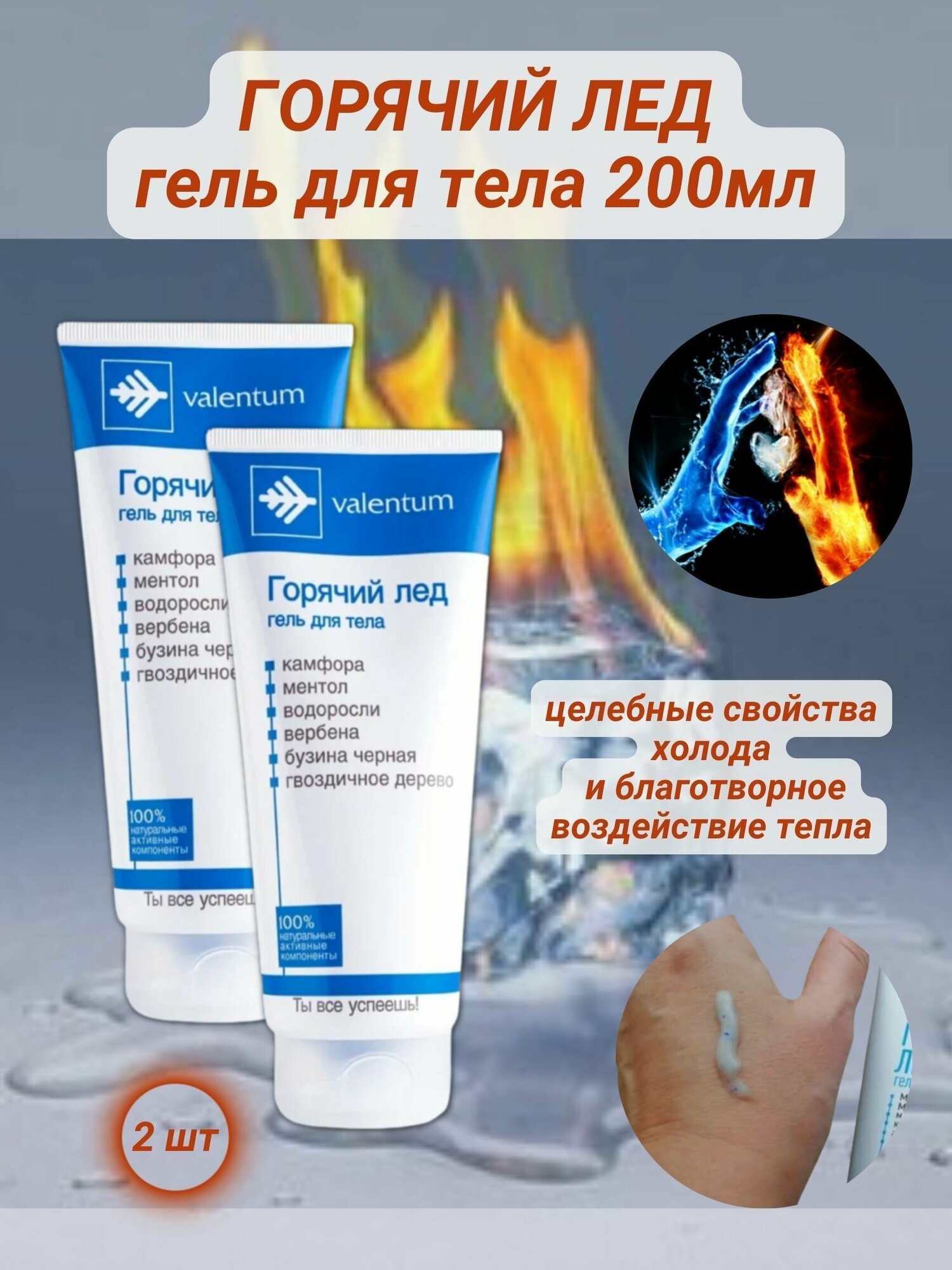 Гель горячий лед от боли в суставах, от ушибов и синяков