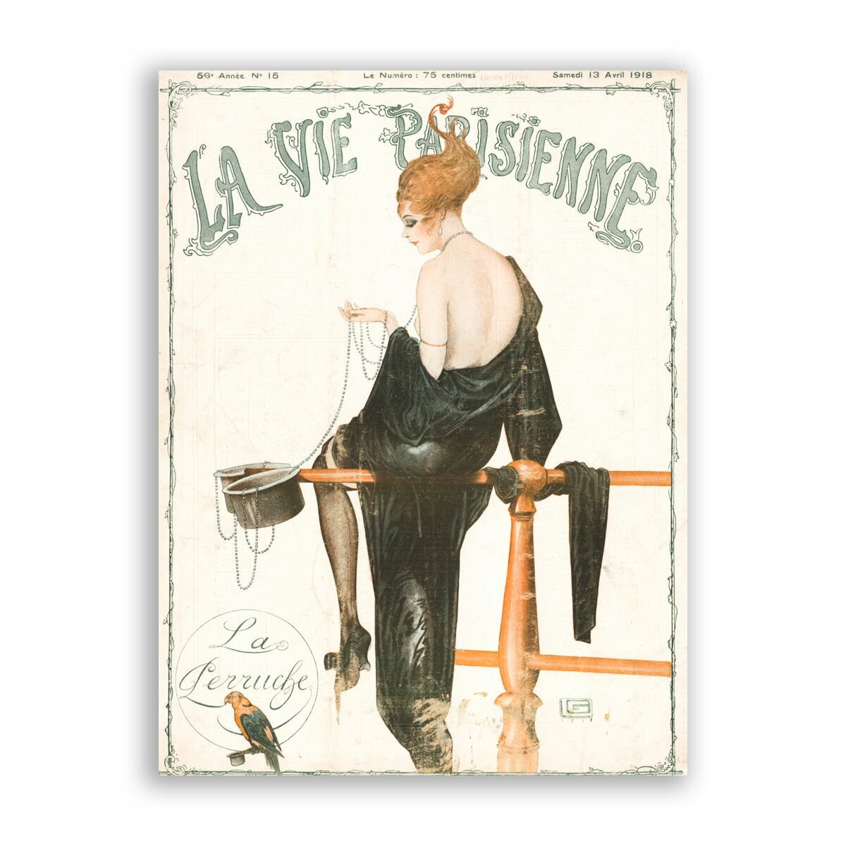 Постер на бумаге в стиле Пин-ап / La Vie Parisienne - La Perruche / Размер 60 x 80 см