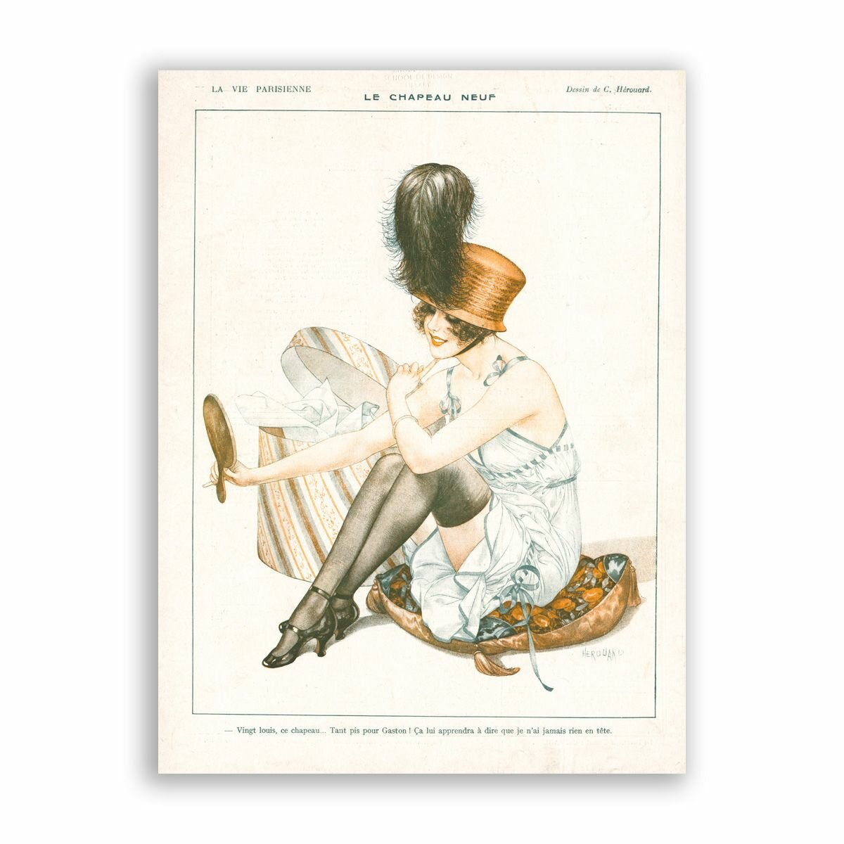 Постер на бумаге в стиле Пин-ап / La Vie Parisienne - Le Chapeau Neuf / Размер 40 x 53 см