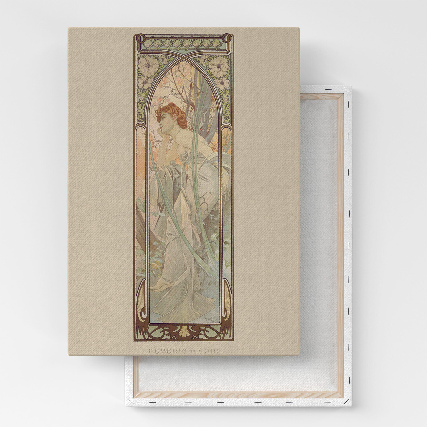 Картина на холсте, репродукция / Альфонс Муха - Моменты дня. Ночное созерцание / Размер 60 x 80 см