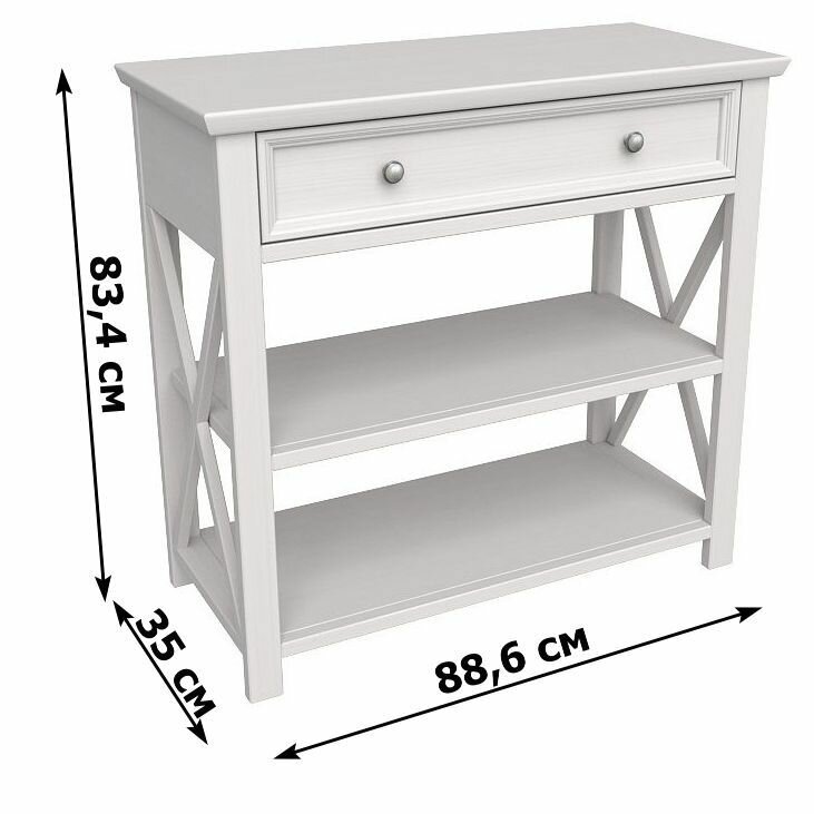 Консоль в прихожую Форест деревянная (Тумба 01) 88,6х35х83,4 см белый воск