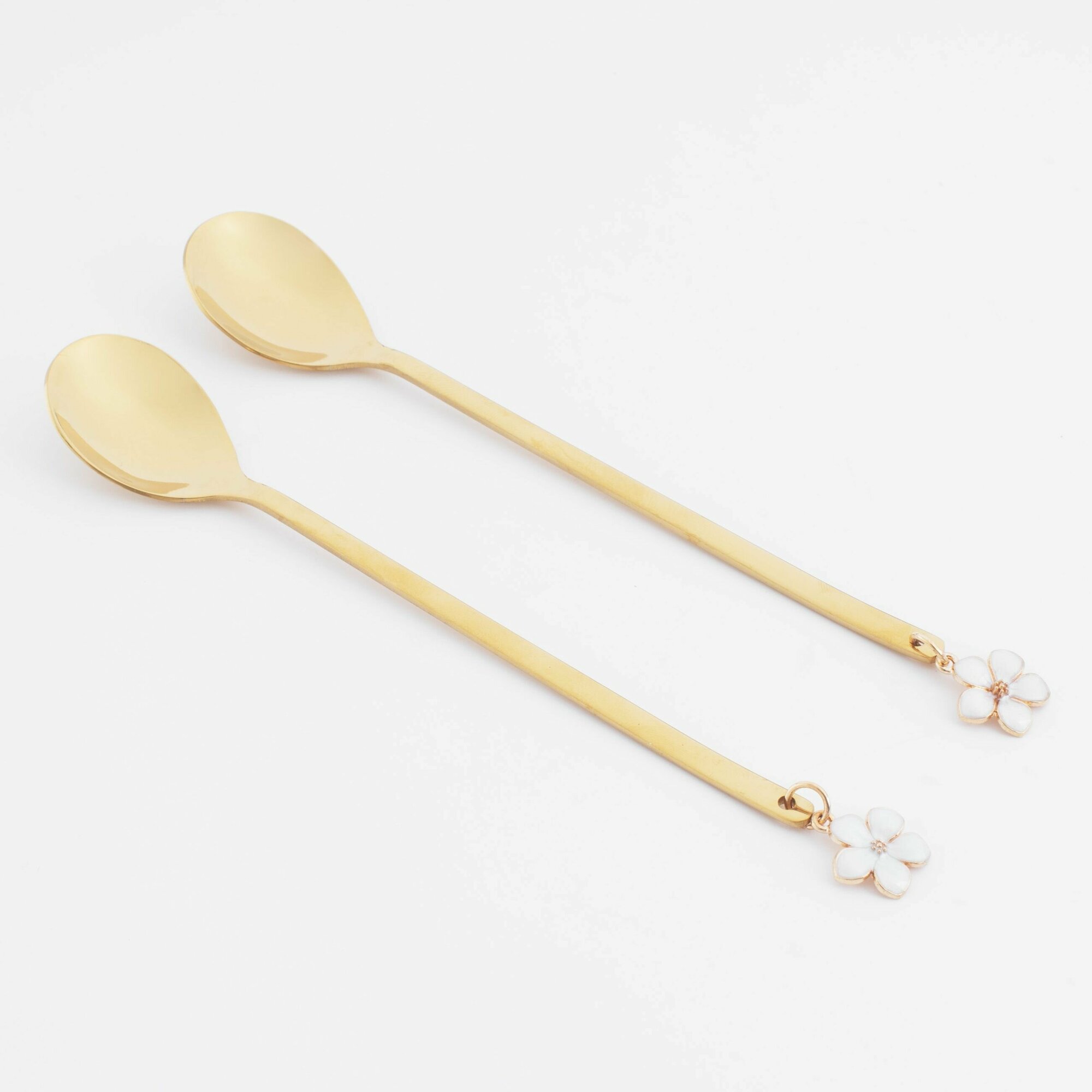 Ложка десертная, 14 см, 2 шт, сталь, золотистая, Цветок, Bloome