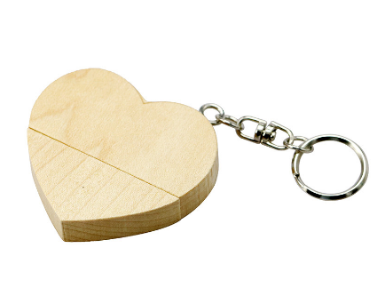 USB-флешка "Деревянное сердце под гравировку" 8 ГБ, USB 2.0