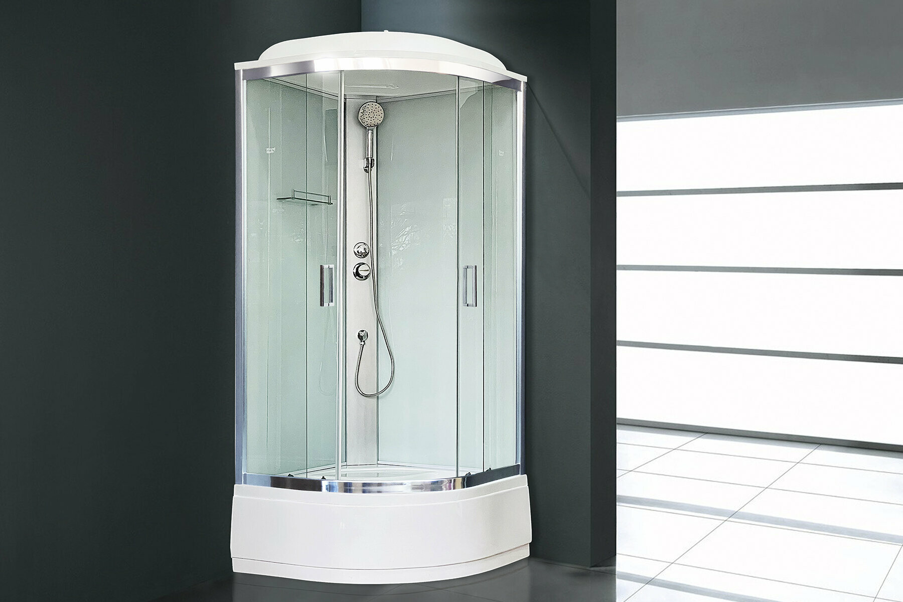 Душевая кабина Royal Bath профиль белый стекло прозрачное 90x90x217