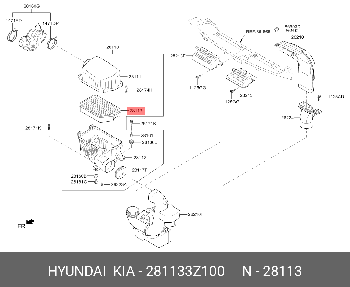 Фильтр воздушный Hyundai Kia 28113-3Z100