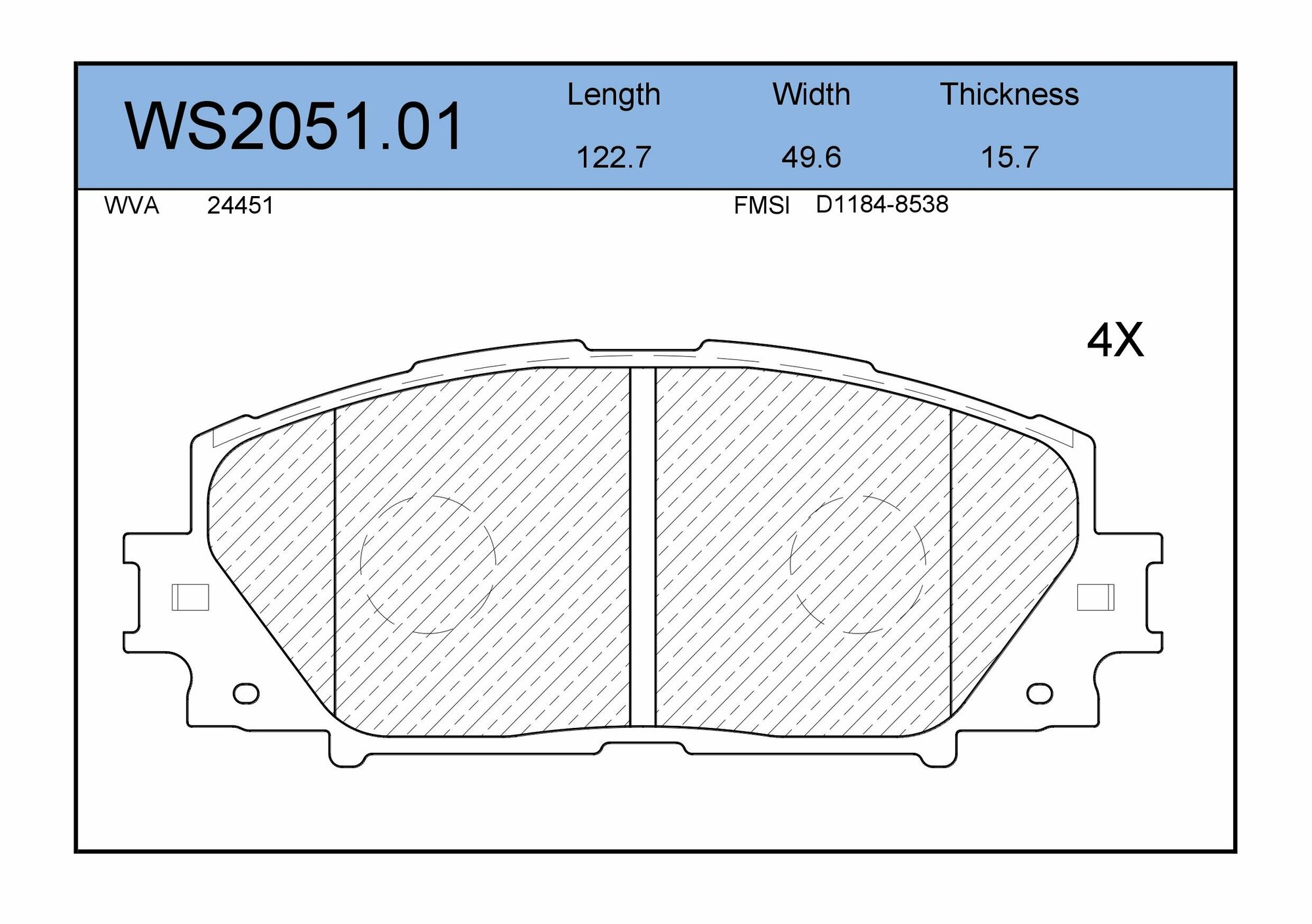 Колодки тормозные дисковые перед JEENICE WS2051.01