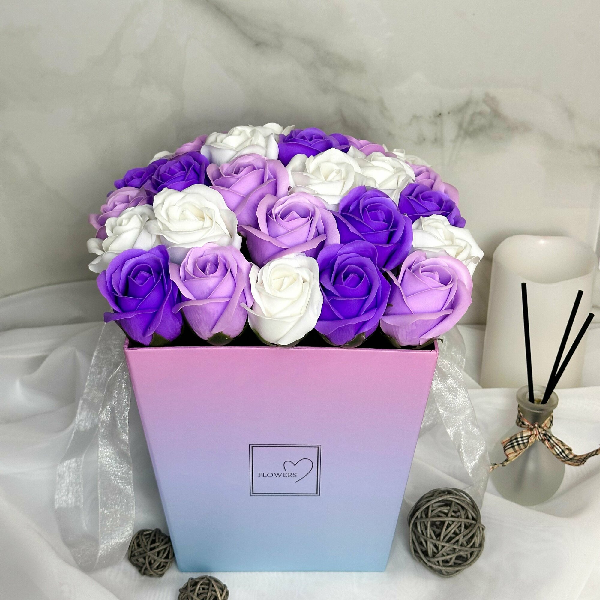 Букет из мыльных роз, цветы из мыла, Цветы на 14 февраля и 8 марта, подарок