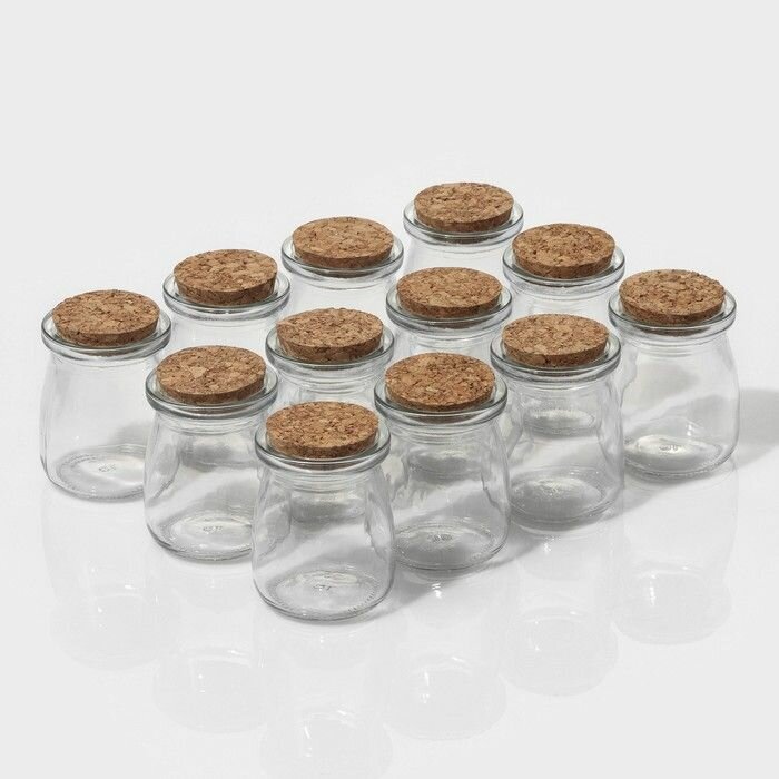 Набор стеклянных баночек для сыпучих продуктов с пробковой крышкой Доляна Парфе , 100 мл, 5,7 7 см, 12 шт
