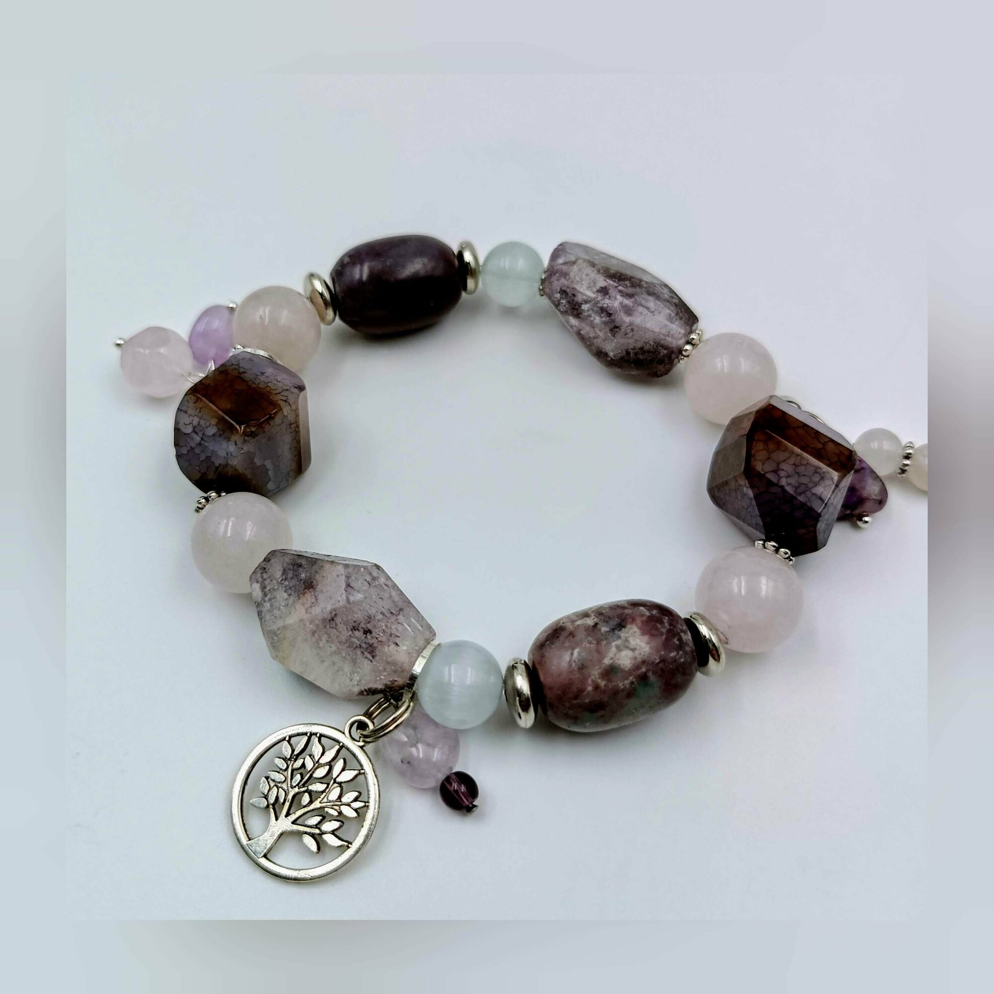 Браслет, агат, аметист