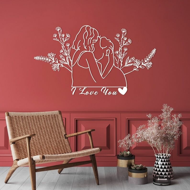 Декоративное металлическое панно, Я люблю тебя (белый цвет)