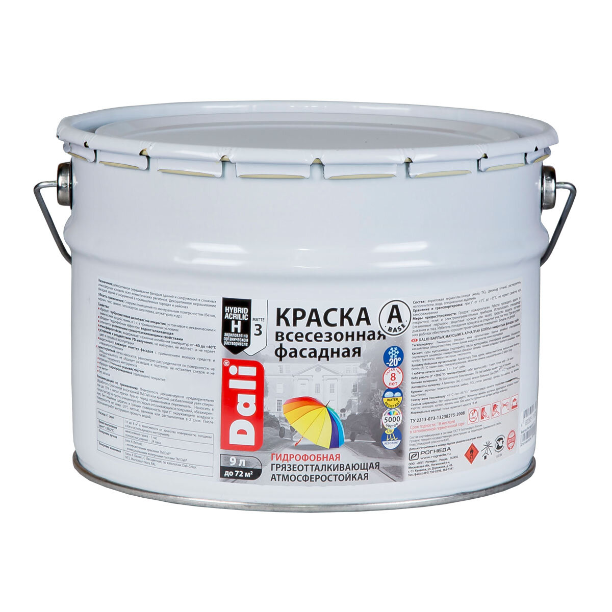 Dali / Дали краска Всесезонная фасадная акриловая база А 9л