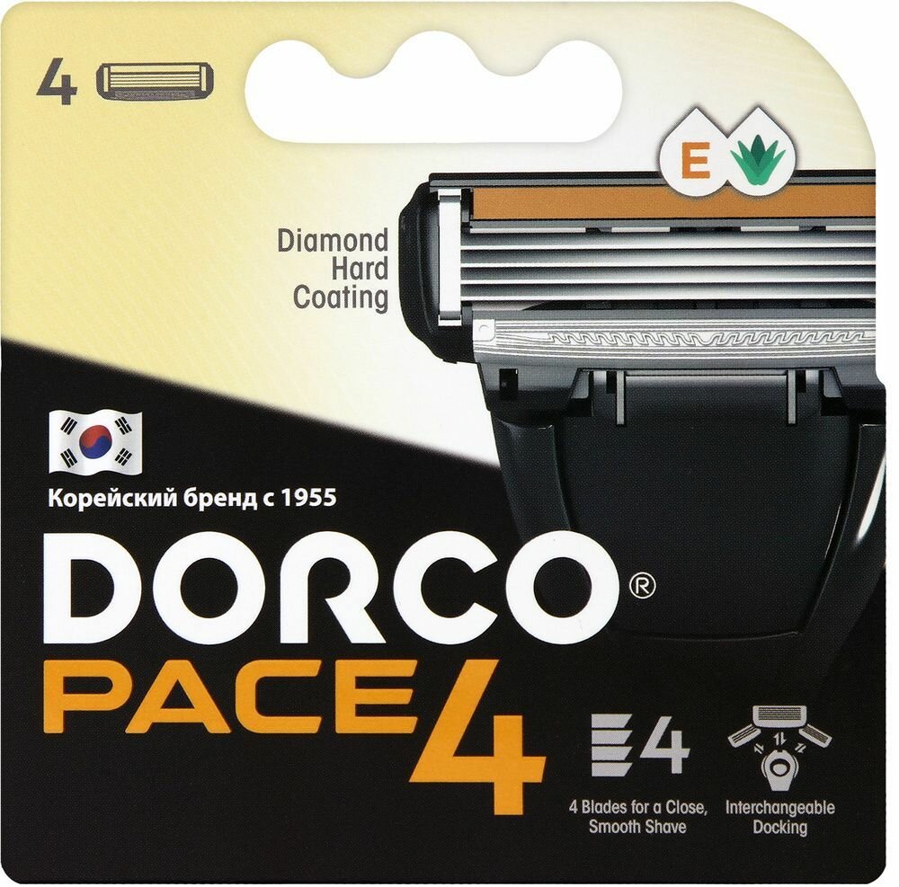 DORCO PACE 4 NEW кассеты с 4 лезвиями, 4 сменных кассеты FRA1040