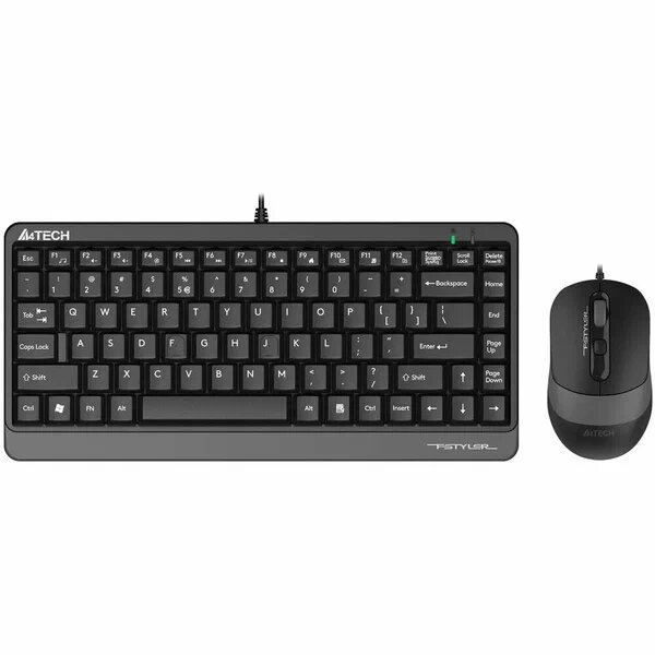 Комплект клавиатура+мышь A4Tech FStyler F1110 проводной, USB, 2000 DPI, чёрный/серый