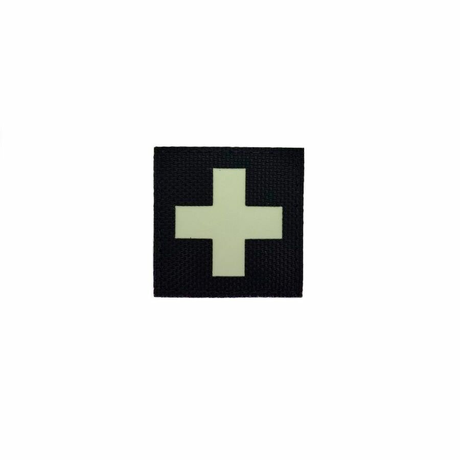 Нашивка , патч (шеврон) Медицинский крест 5*5см Black/Светящийся люминисцент