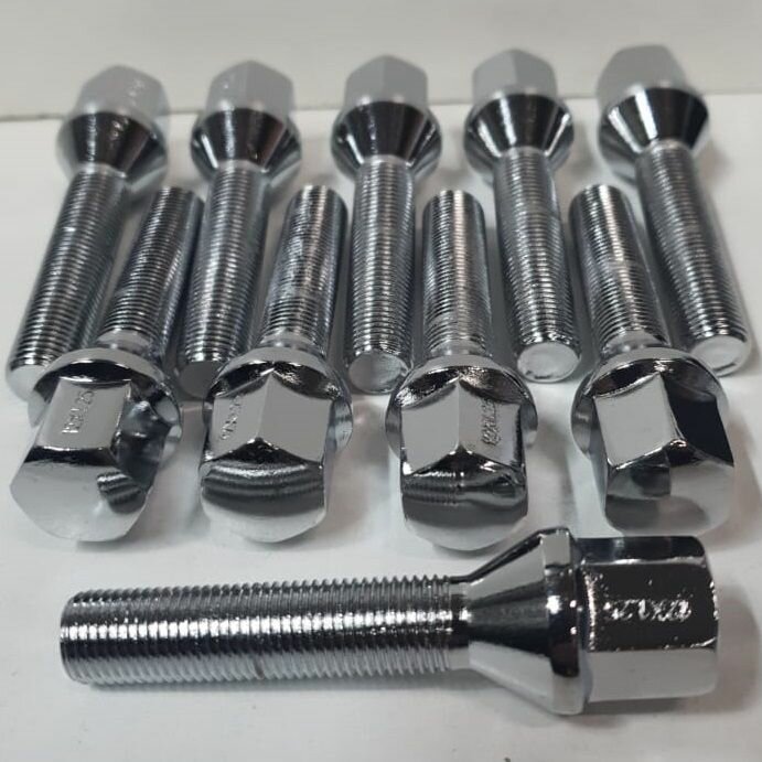 Болт колёсный 12x1,25x50, конус,10 штук