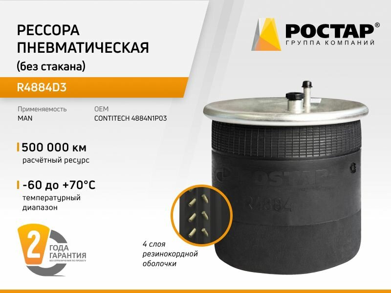 Рессора пневматическая (без стакана) R4884D3 (4884N1P03)