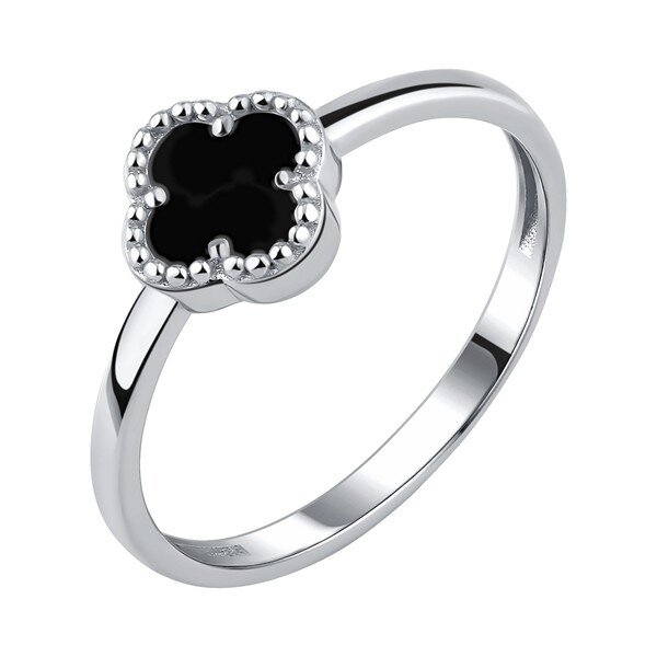 Кольцо, серебро, 925 проба, родирование, оникс