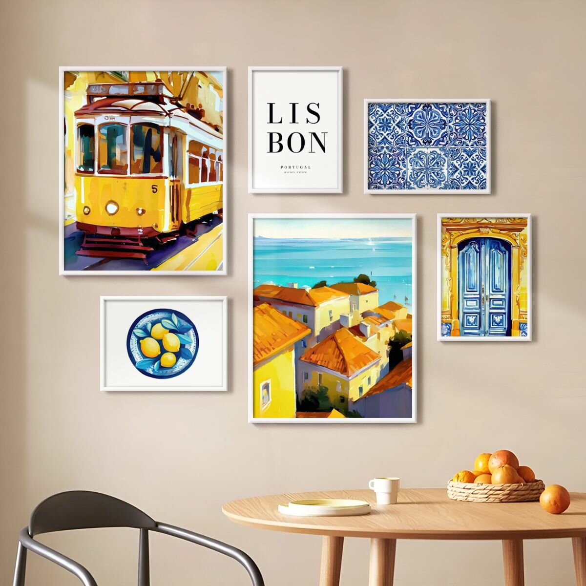 Постеры на стену для интерьера "Португалия акварель" 6 шт, набор постеров, плакаты на стену, 28 Картин