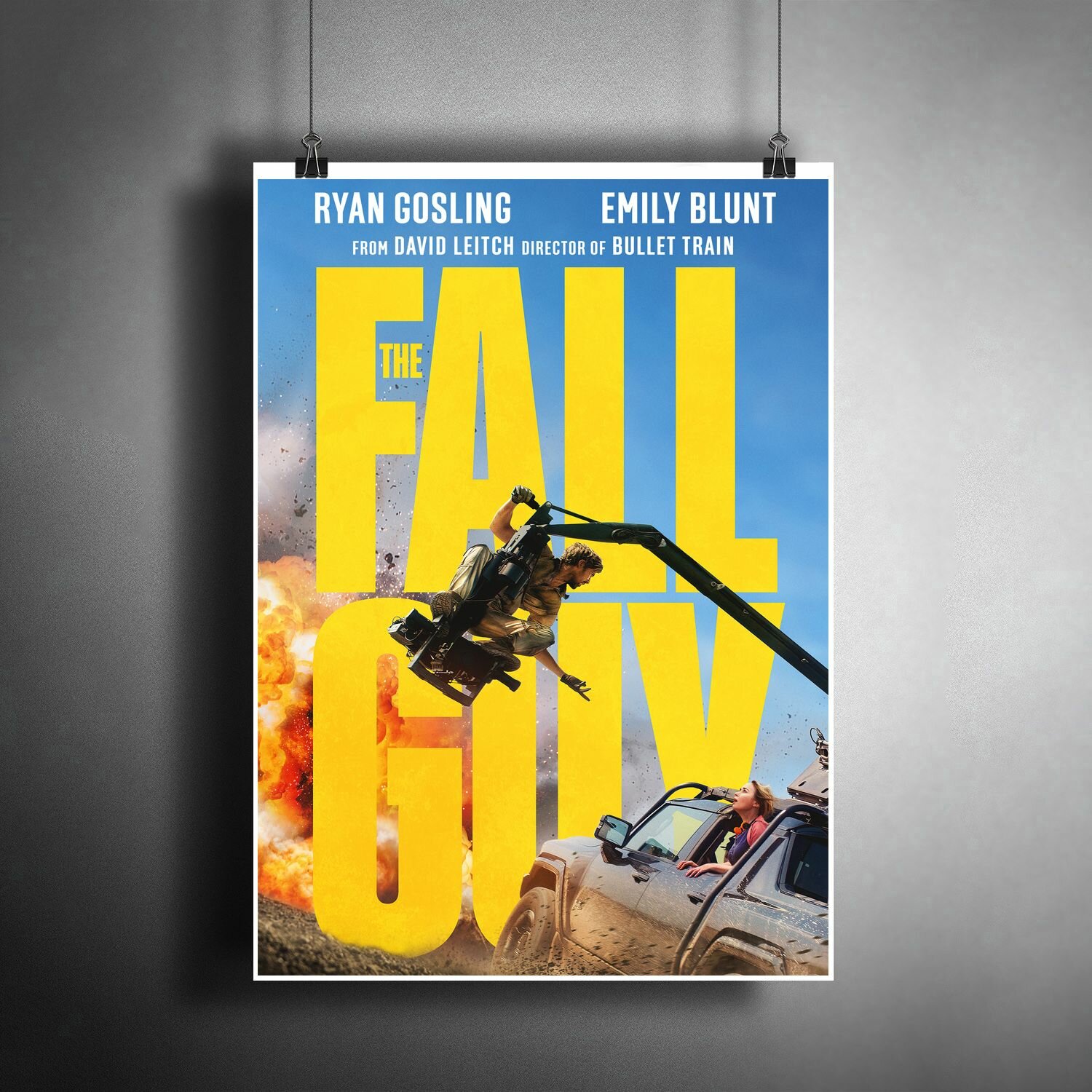 Постер плакат для интерьера "Фильм Каскадёры. The Fall Guy" / Декор дома, офиса, комнаты, квартиры, детской A3 (297 x 420 мм)