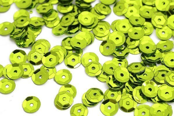 Пайетки россыпью (пайетки для рукоделия и творчества) круглые 8мм цв. салатовый упак.50 гр