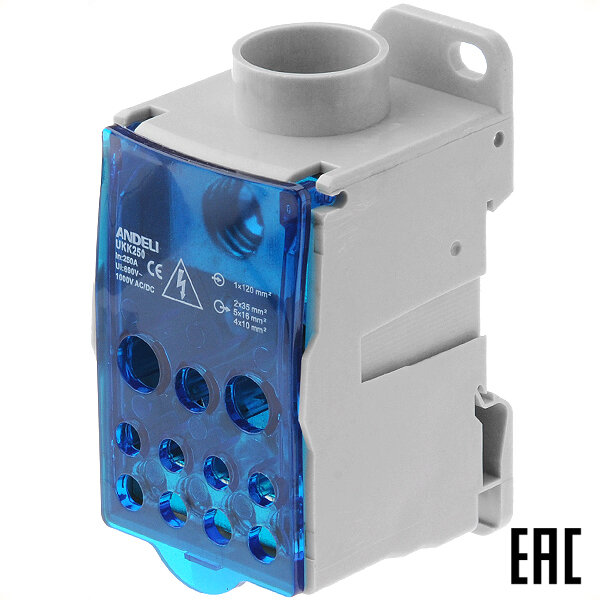 Распределительный блок РБ-250 1 полюс 250А 1 шина 12 присоединений ANDELI