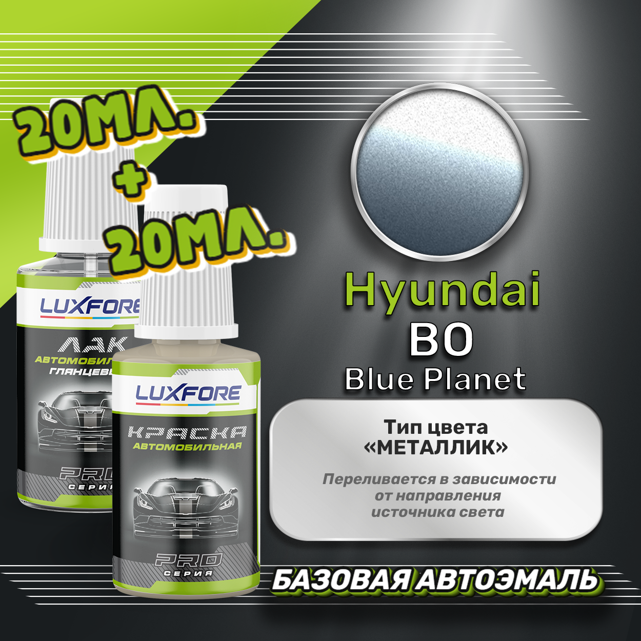 Luxfore подкраска для царапин и сколов Hyundai BO Blue Planet 20 мл + лак 20 мл комплект