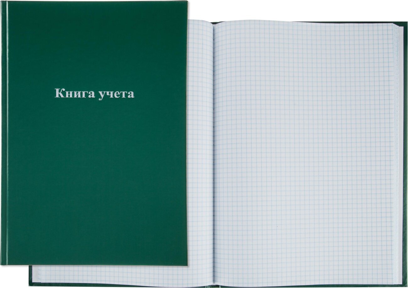 Книга учета Attache А4 96л в клетку блок офсет, бумвинил зеленый 1743629