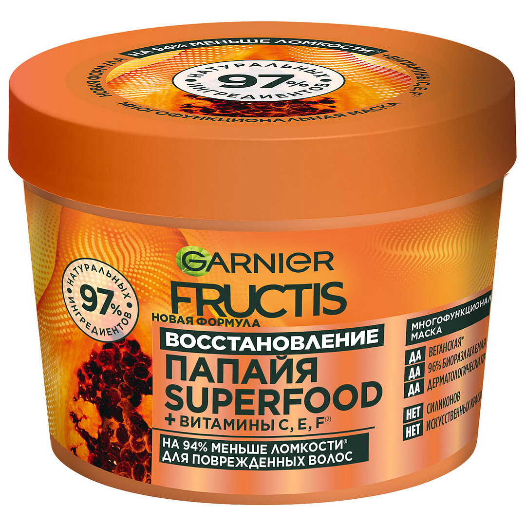 Маска для волос Garnier Fructis Superfood Папайя 390мл