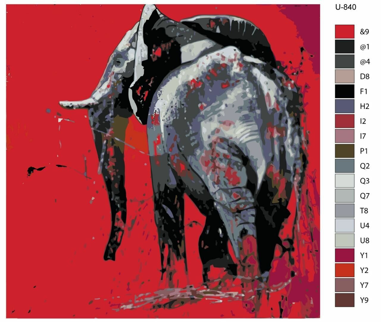 Картина по номерам U-840 "Слон уходящий в даль" 70x70 см