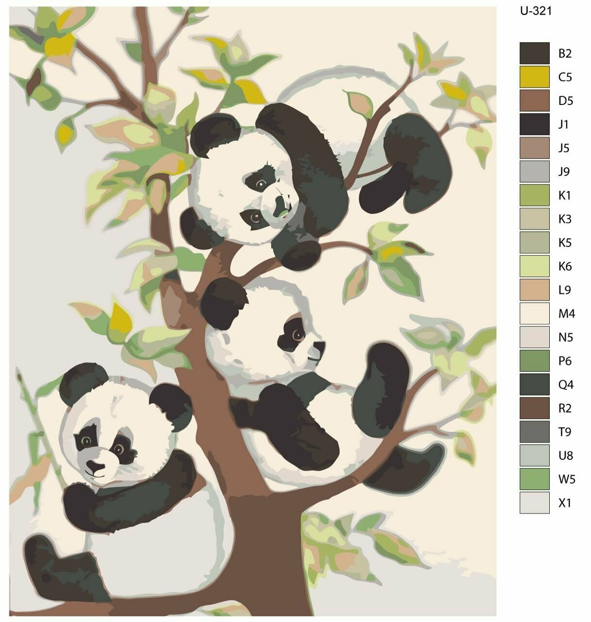 Картина по номерам U-321 "Три маленьких панды" 40x50 см