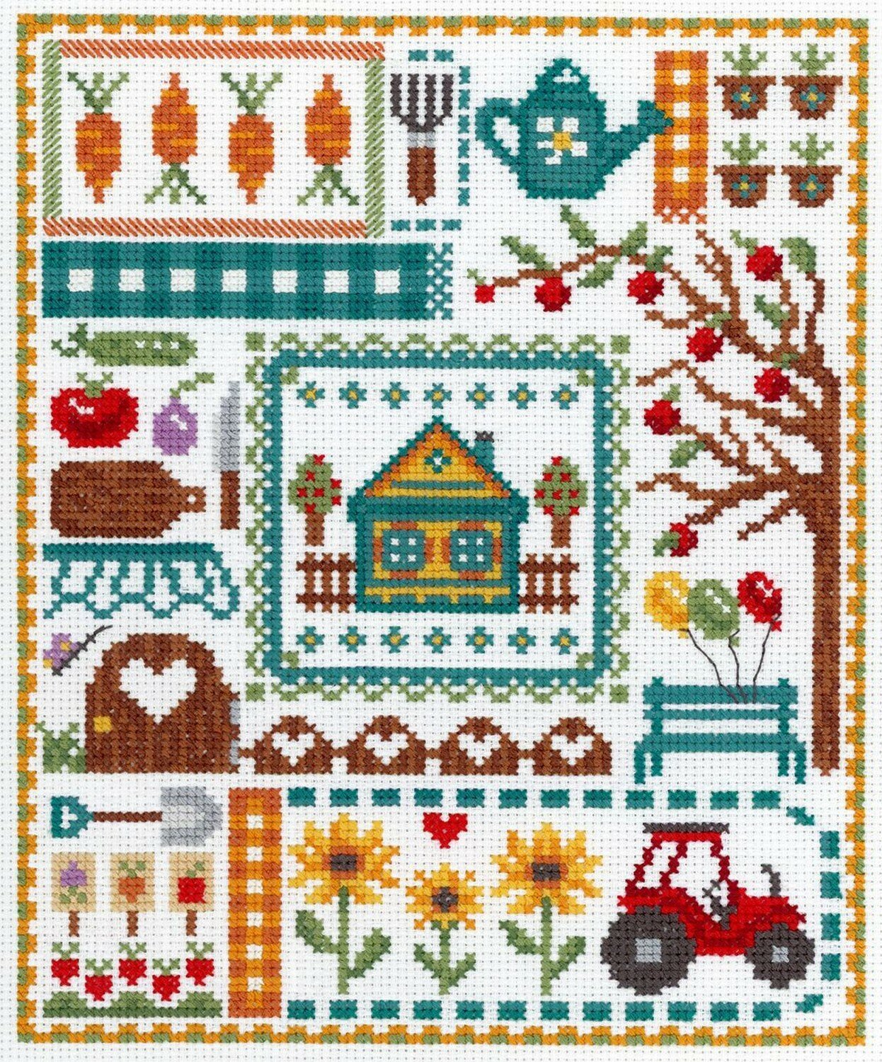 Вышивка Семплер. На любимой даче 20x16 см.