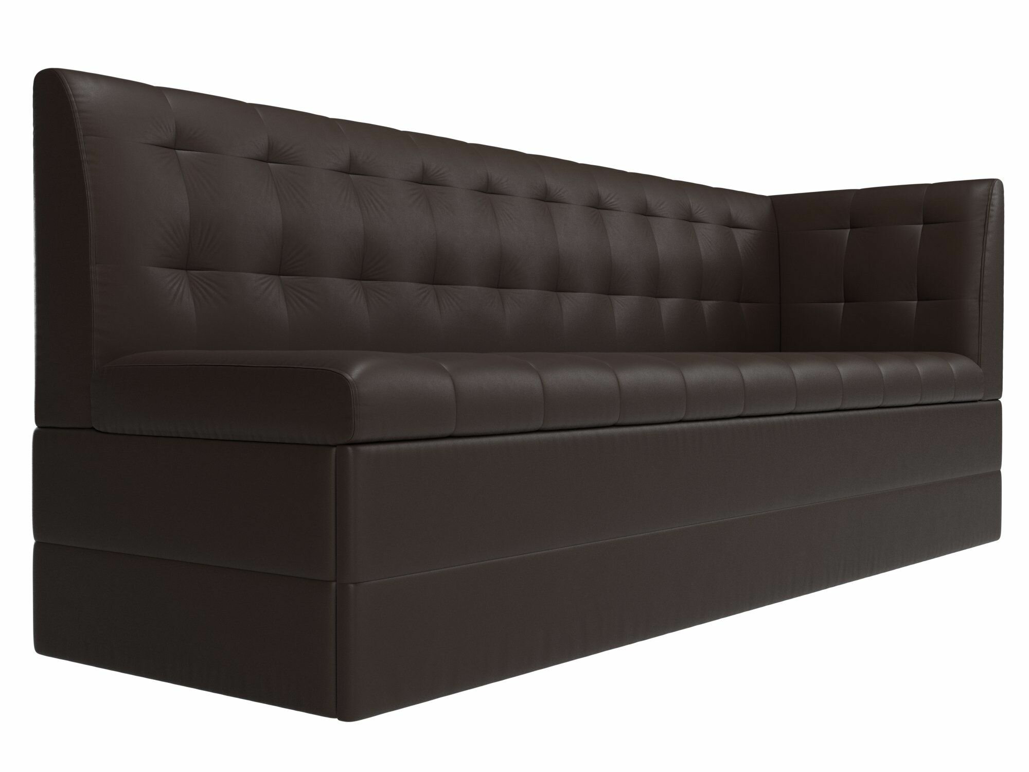 Диван кухонный Бриз с углом справа, экокожа, механизм дельфин, коричневый, 181x62x85см. Хит Диванов