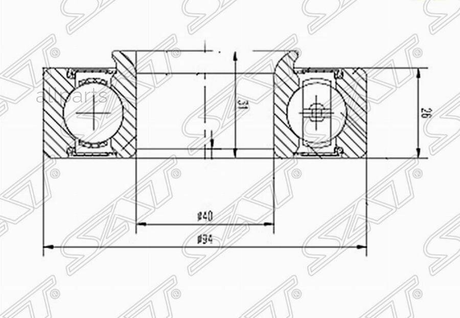 SAT ST-90363-40071 Подшипник задней ступицы Toyota Hiace 93-20 / Land Cruiser 95-97