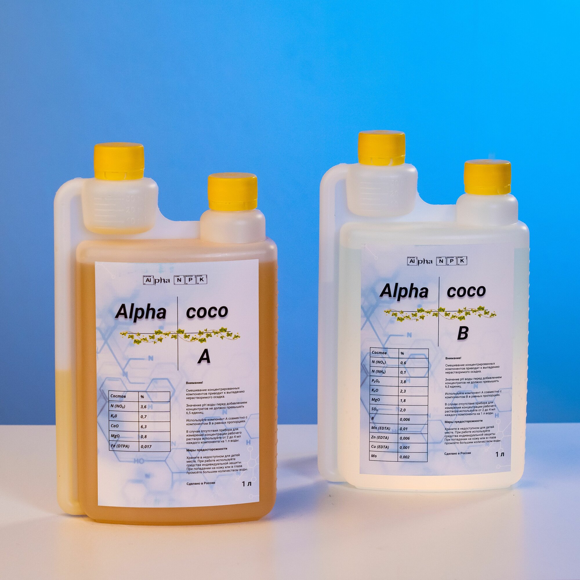 Комплексное удобрение для выращивания на кокосовом субстрате Alpha NPK (Альфа НПК) Coco A&B 1 литр