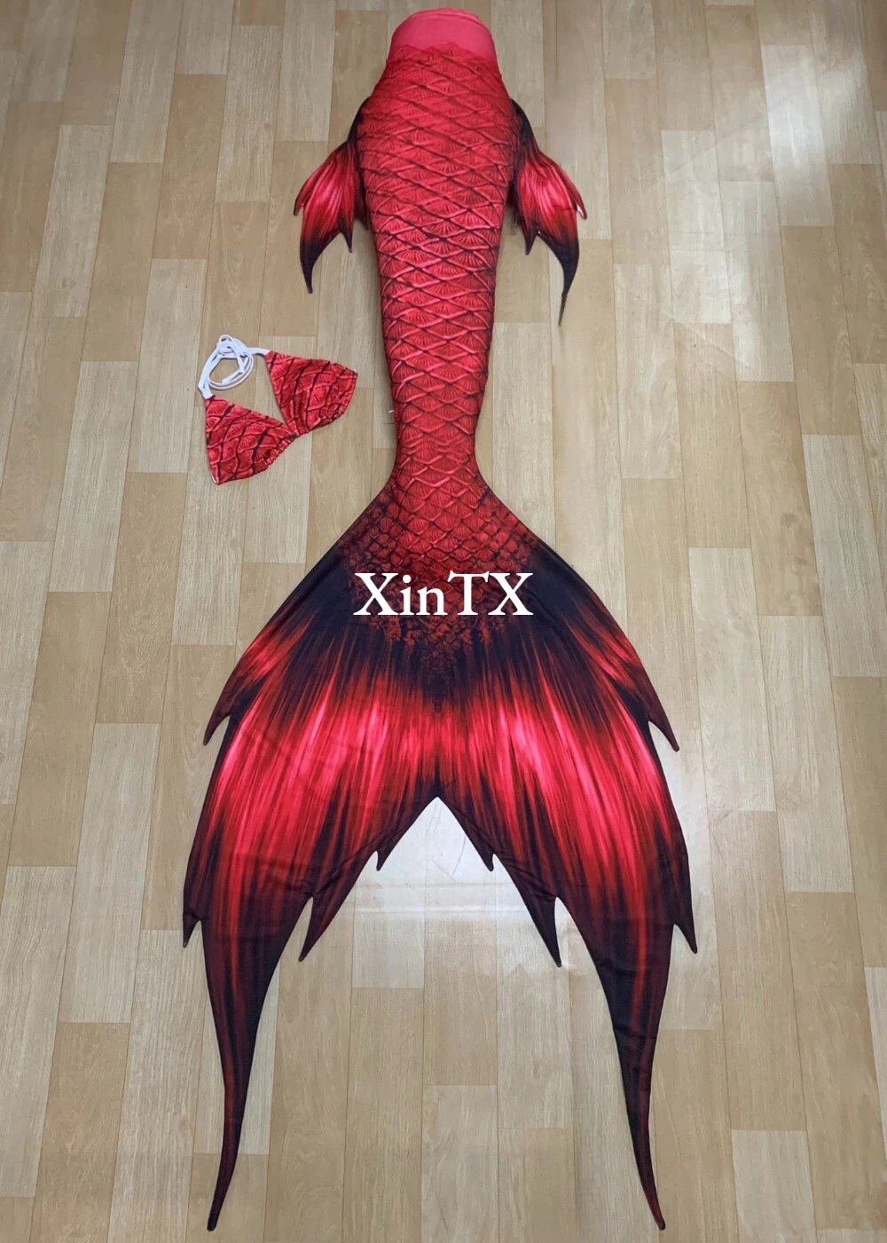 Взрослый женский костюм русалки XinTX Красный, М, top and tail