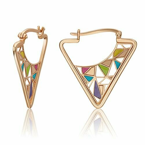 Серьги, красное золото, 585 проба, эмаль