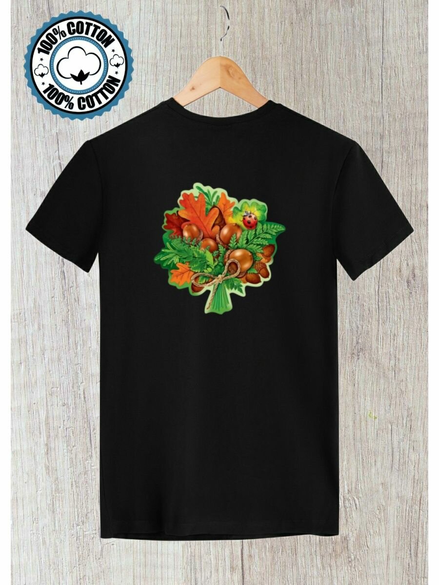 Футболка осенний букет из листьев дуба и желудей