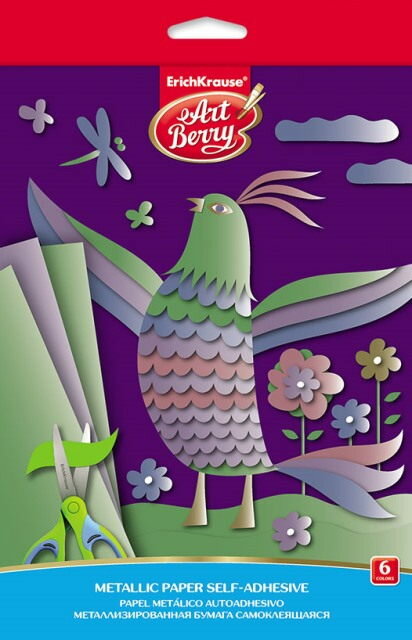 Металлизированная бумага самоклеющаяся в папке 6 лист 6 цвет