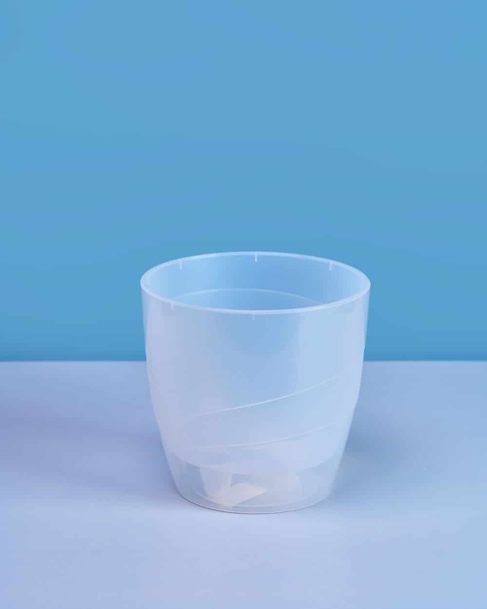 Кашпо для цветов Plast avenue / Пласт Авеню Грация со вставкой, пластиковое прозрачное, диаметр 17см объем 2.8л