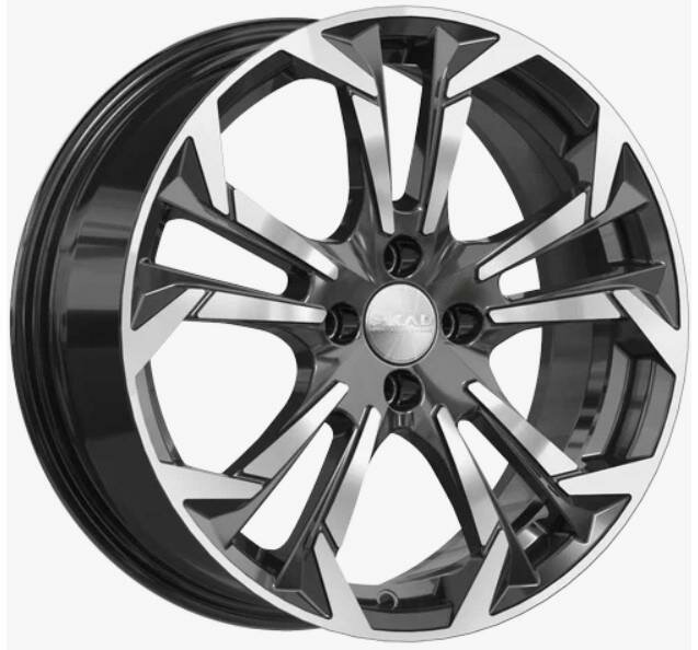 Диск автомобильный литой СКАД Дунай 17x7 4x100 et45 dia60.1 Чёрный глянцевый с полированной лицевой частью