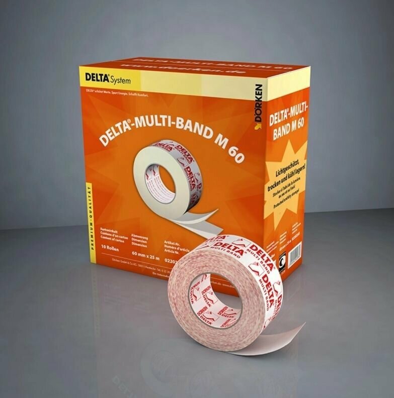 Клеящая универсальная монтажная лента для кровельных мембран Delta Multi Band M 60 25 м. пог 10 штук
